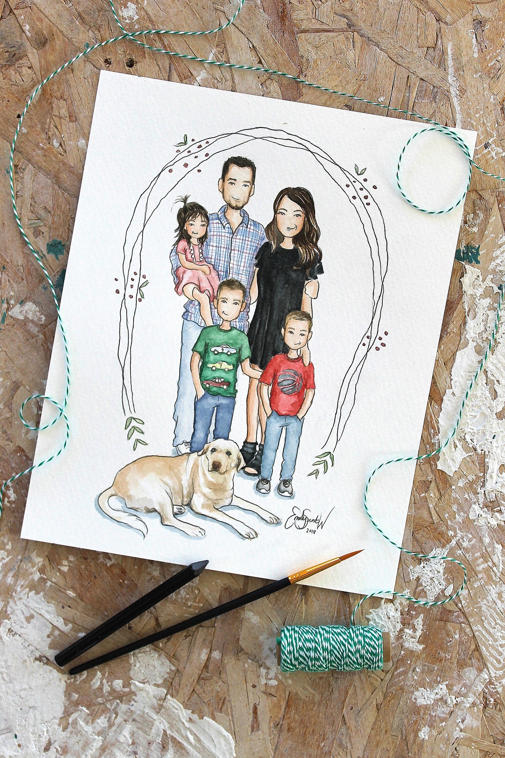 Custom Family Portrait. Original Watercolor Painting Hand - Etsy