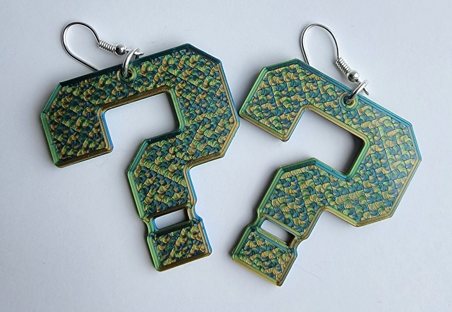 Tipper Mario 3d Printed Question Mark Earrings - Etsy
