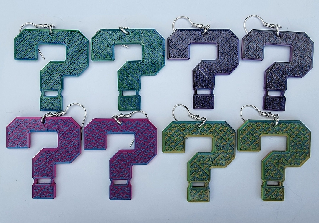 Tipper Mario 3d Printed Question Mark Earrings - Etsy