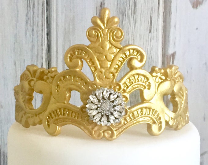 Edible Gold Sugar Tiara Cake Topper - Etsy