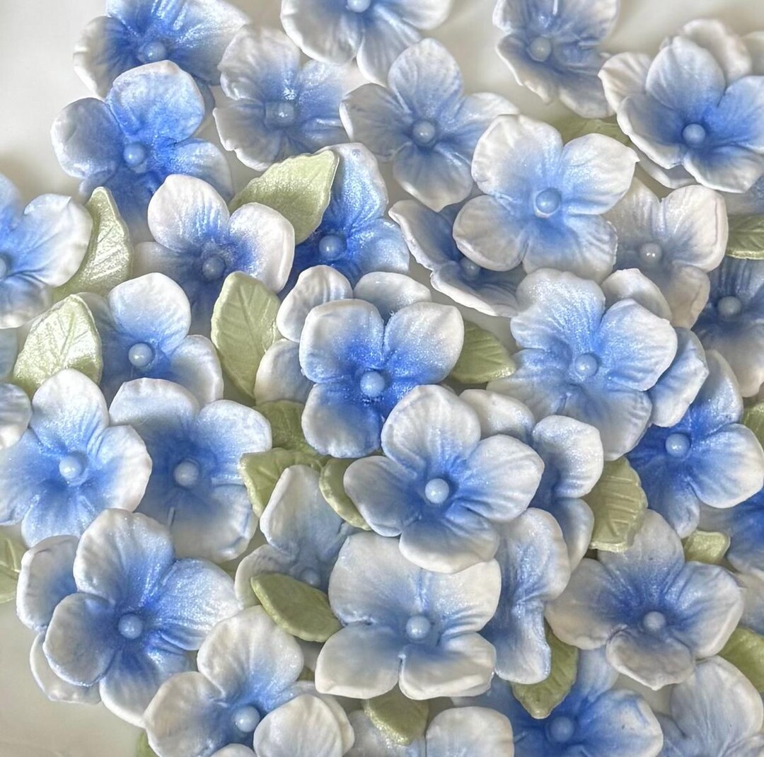 24 Blue Fondant Hydrangeas, Hydrangea Cupcake Toppers - Etsy