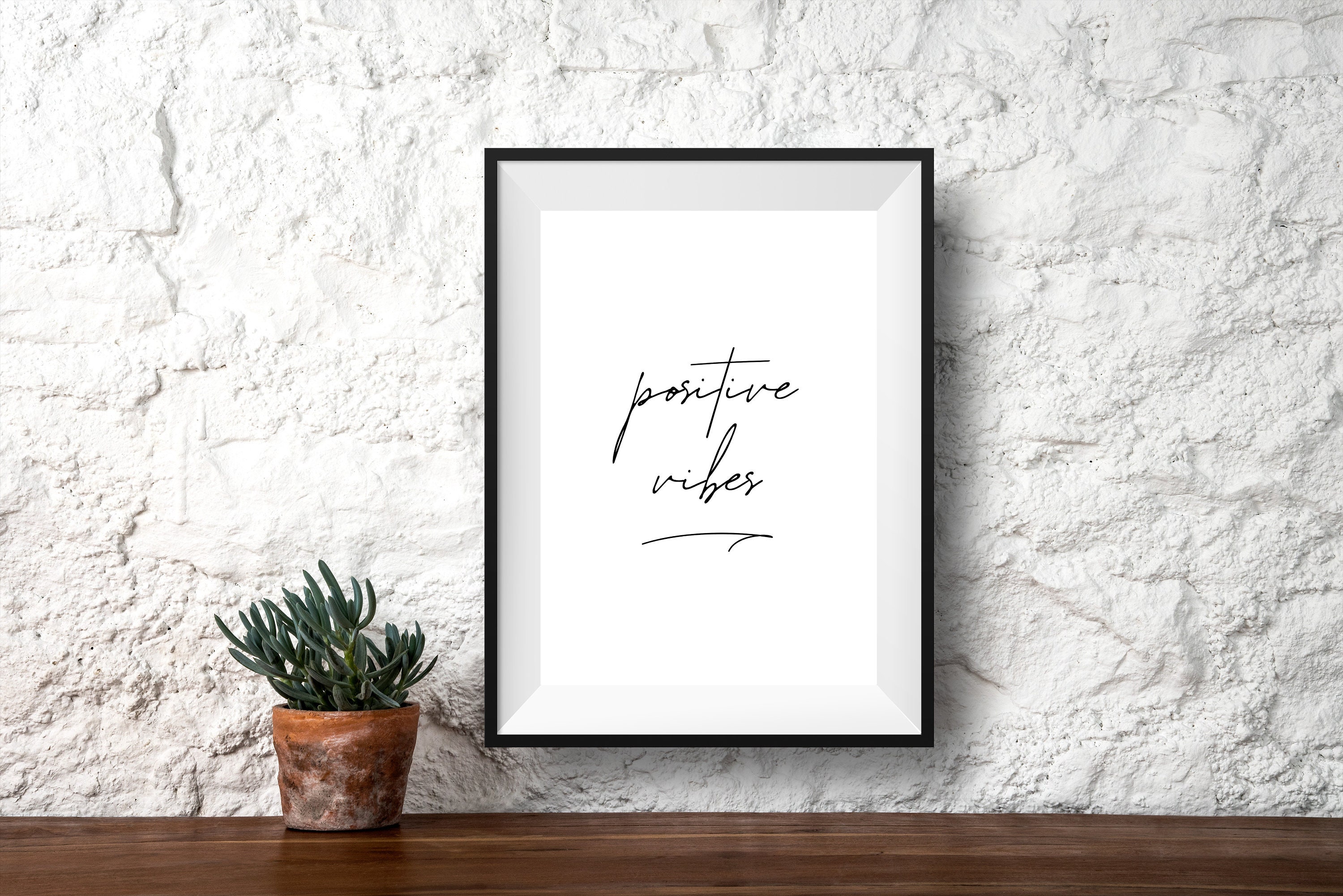 Positive Vibes Typography Digital Art Print, Motivational Quote Wall ...