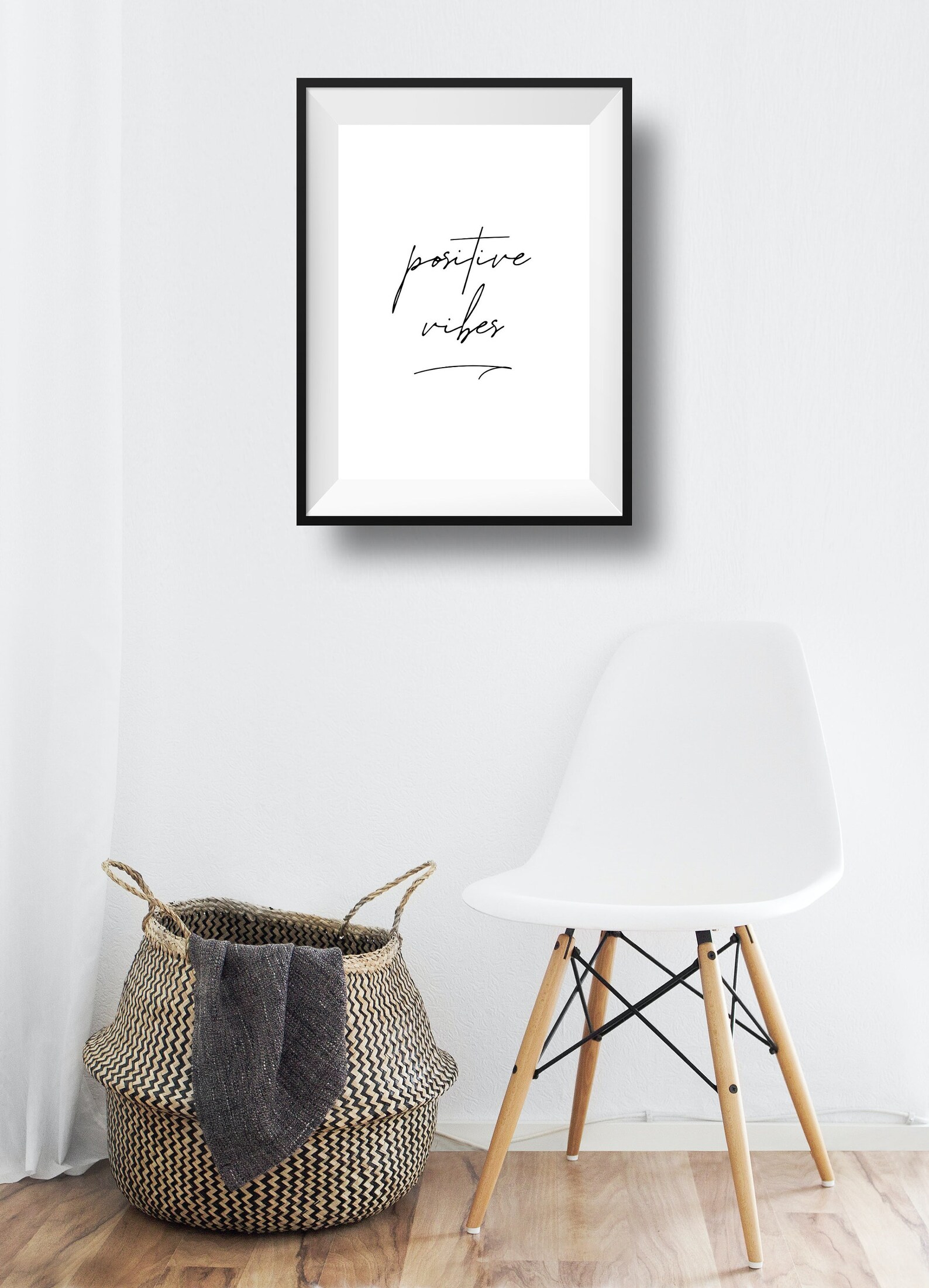 Positive Vibes Typography Digital Art Print, Motivational Quote Wall ...