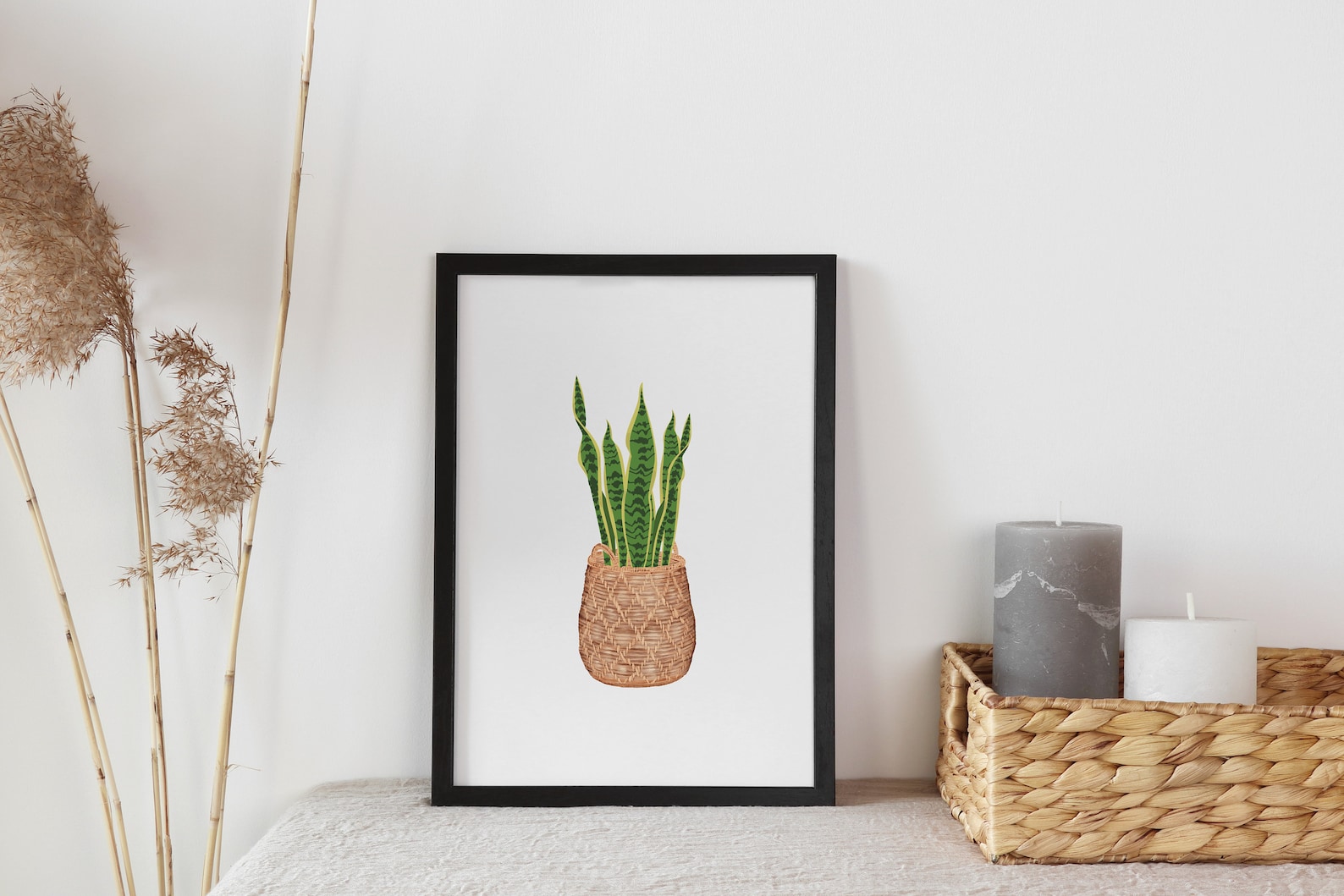 Boho Snake Plant Botanical Digital Art Print, House Plant Decor, Plant ...