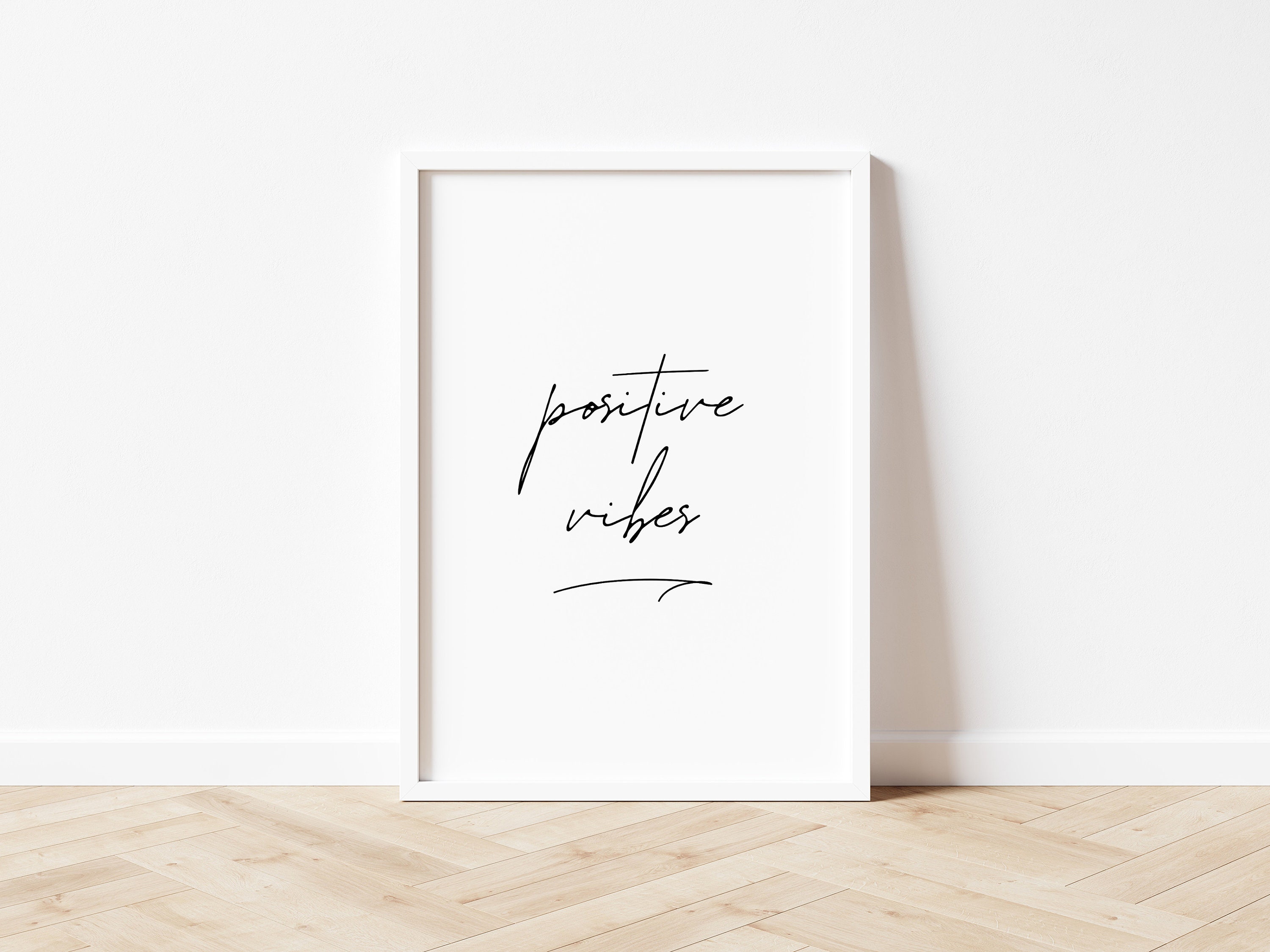 Positive Vibes Typography Digital Art Print, Motivational Quote Wall ...