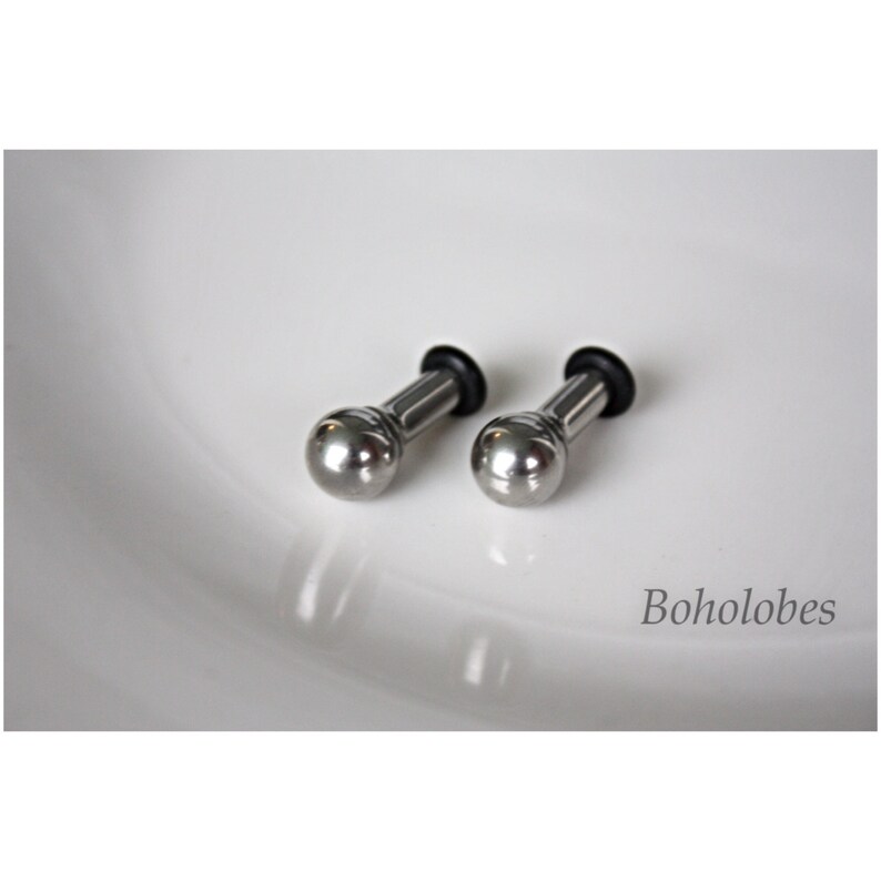 Plugs Gauges Stainless Steel Plugs Silver Ball Plugs Stainless | Etsy