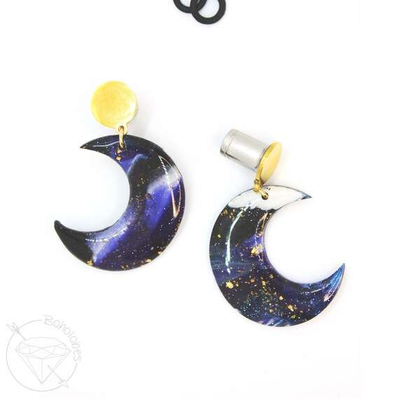 Galaxy Crescent Moon Plugs Gauges Tunnels 6g 4g 2g 1g 0g - Etsy