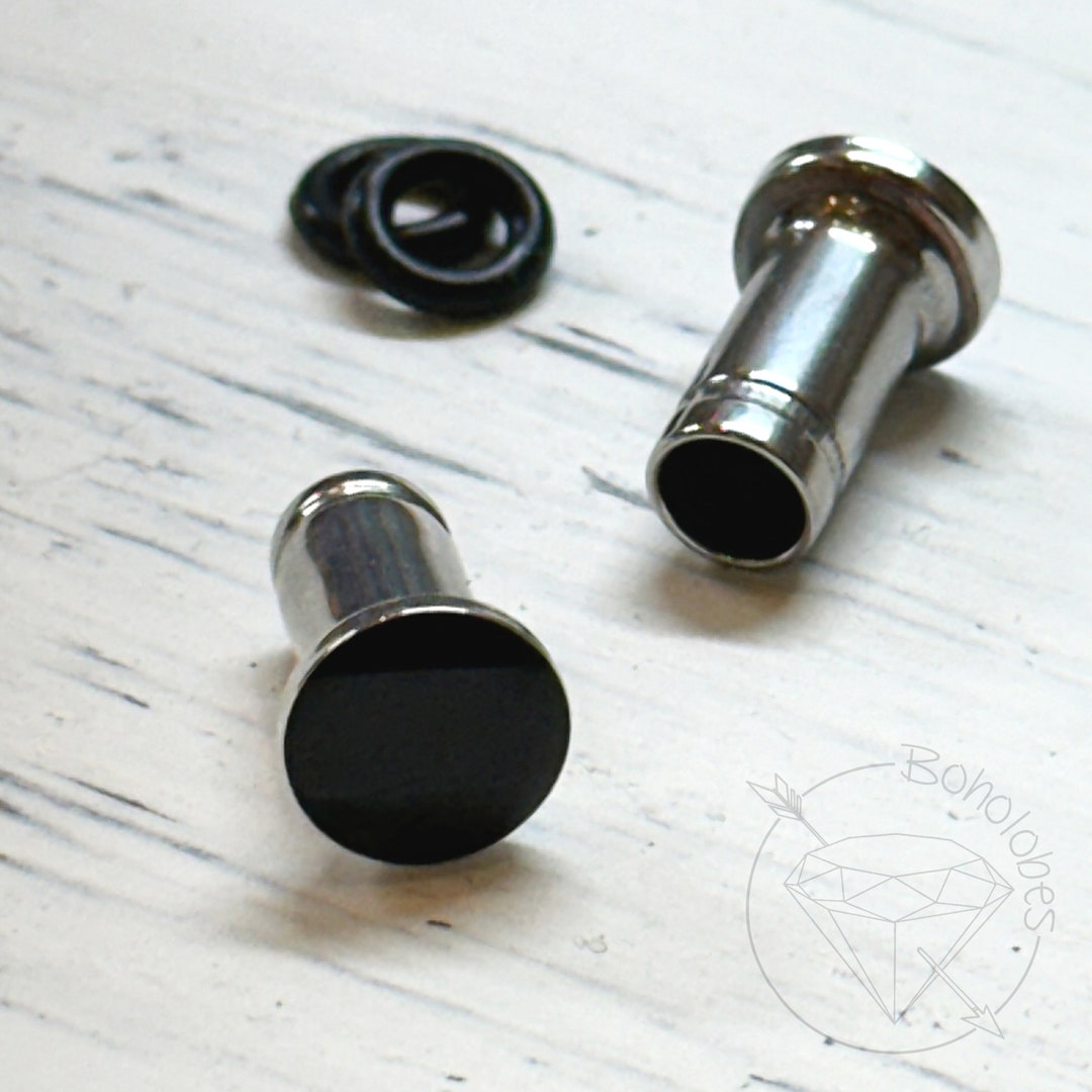 Black and Silver Minimalist Stud Plugs 14g 12g 10g 8g 6g 4g 2g - Etsy