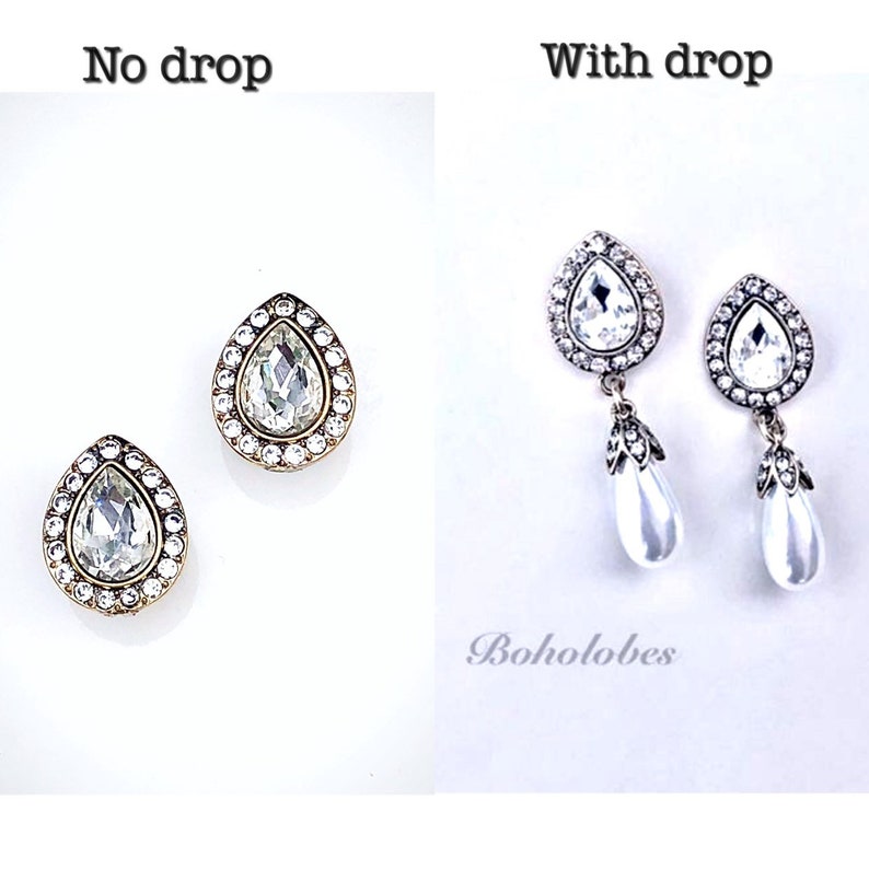 Yellow Gold Plugs Water Drop Crystal Plugs and Pearl Wedding - Etsy