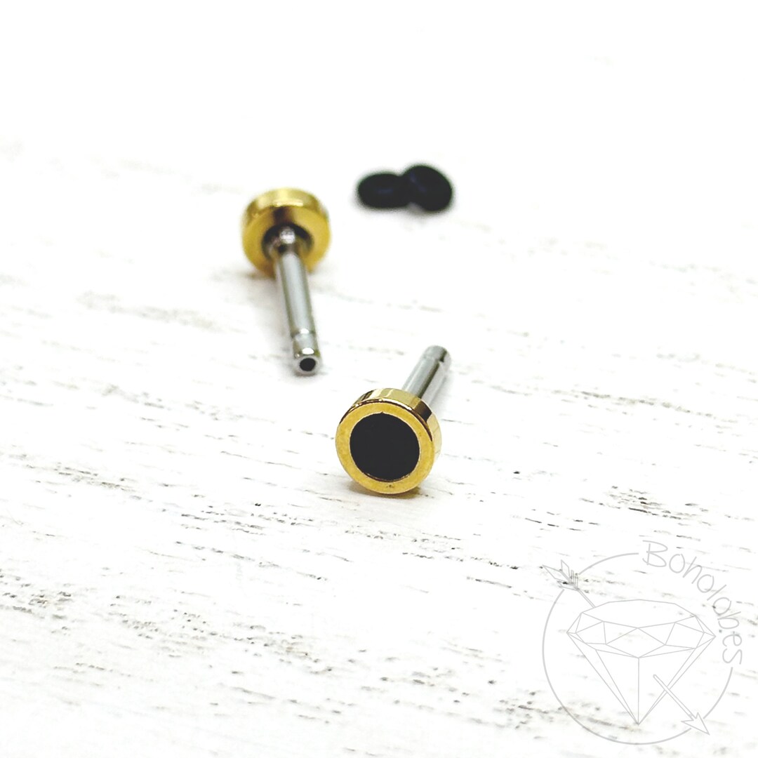 Black and Gold Minimalist Stud Plugs 14g 12g 10g 8g 6g - Etsy