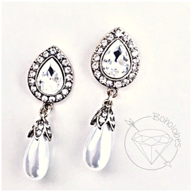 Yellow Gold Plugs Water Drop Crystal Plugs and Pearl Wedding - Etsy