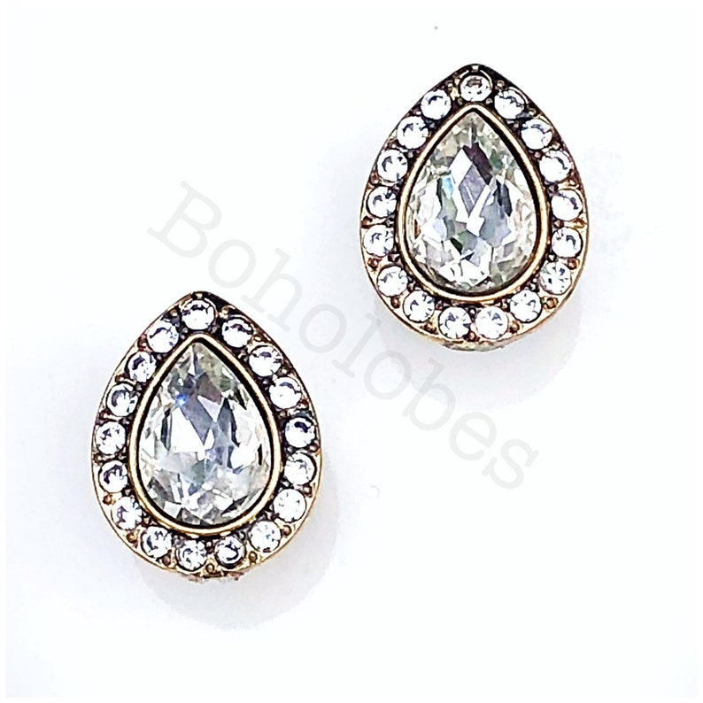 Yellow Gold Plugs Water Drop Crystal Plugs and Pearl Wedding - Etsy