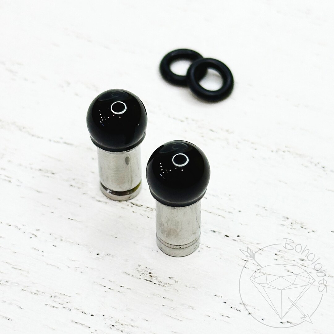 Black Onyx Ball Gauges 4mm 6mm 8mm Ball Plugs: 14g 12g 10g 8g 6g 4g 2g ...