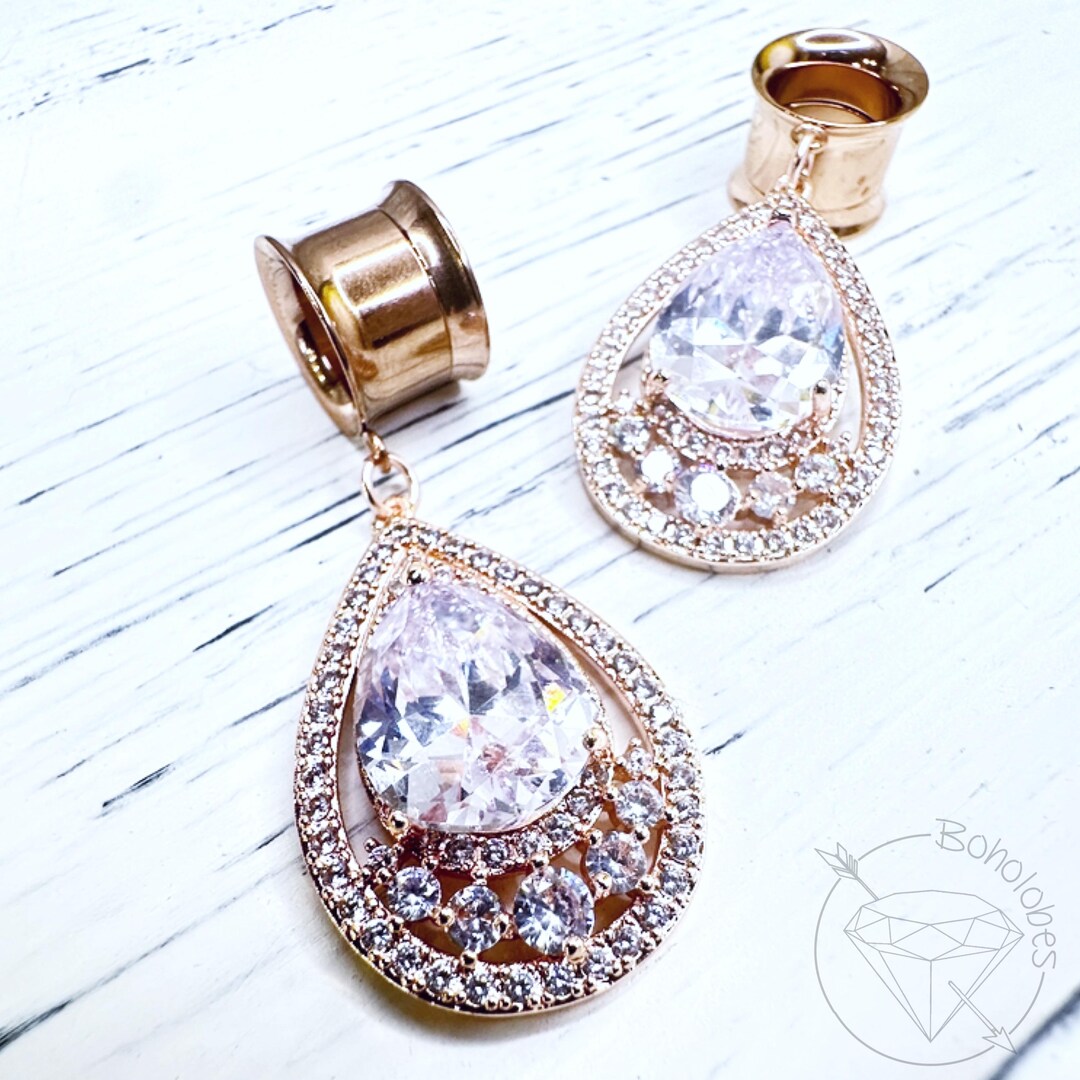 Stainless Steel Yellow Gold Rose Gold White Gold Toned Drop Rhinestone ...