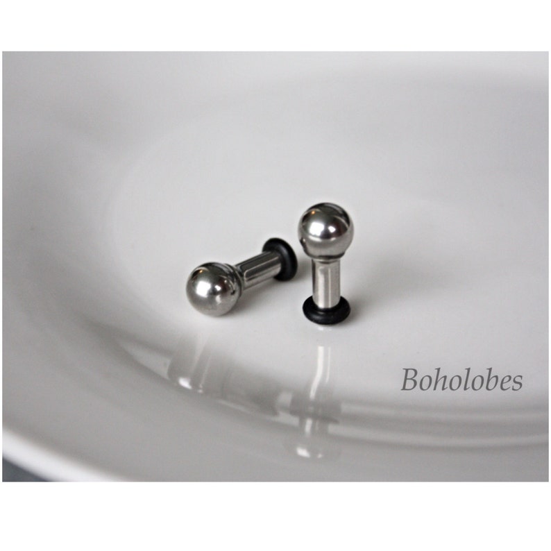 Plugs Gauges Stainless Steel Plugs Silver Ball Plugs Stainless | Etsy