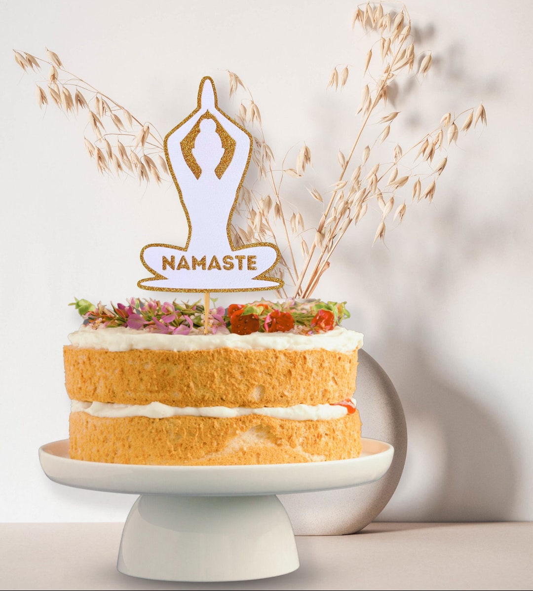 Yoga Pose Cake Topper Namaste Cake Topper Handmade White - Etsy