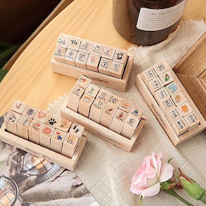 Wooden Rubber Diary Stamp Set: Korean Planner Stamps - Etsy