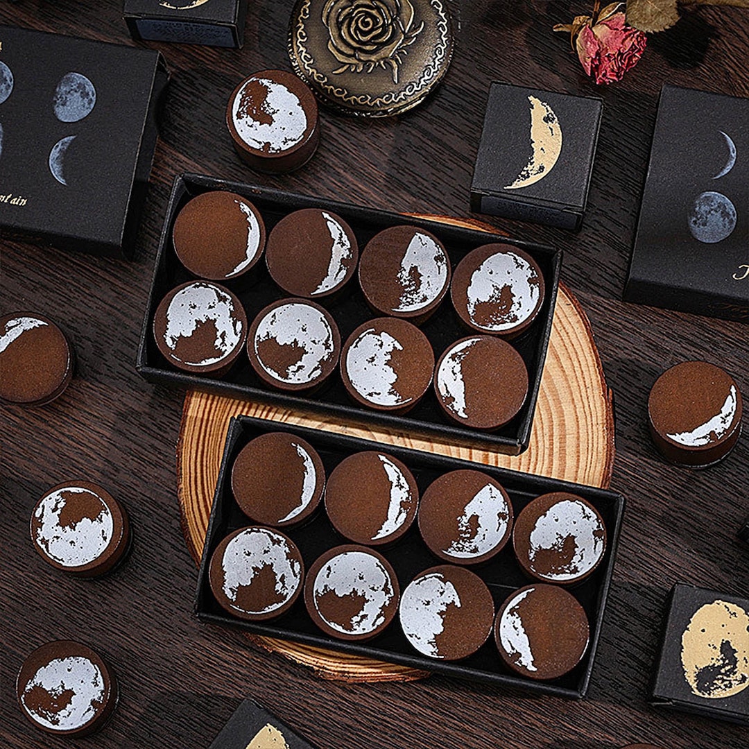 Vintage Moon Phase Rubber Stamps: Scrapbook Journal Set (8 Pcs) - Etsy