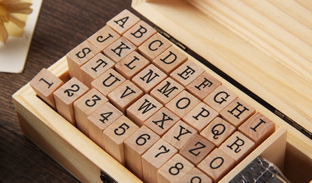 Alphabet & Number Stamps - Wood Rubber Stamp With Capital Letter ...