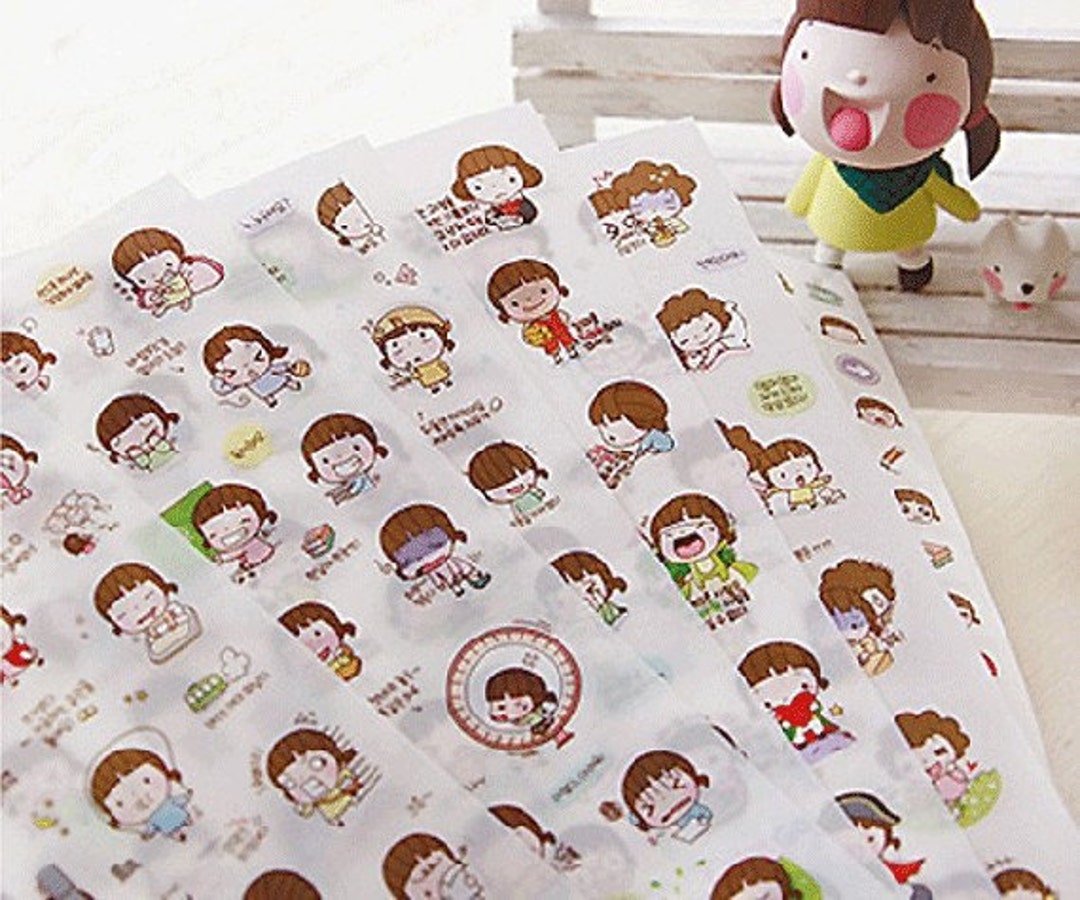 Korea Momoi Cute Little Girl Stickers Set Deco Sticker DIY Diary ...