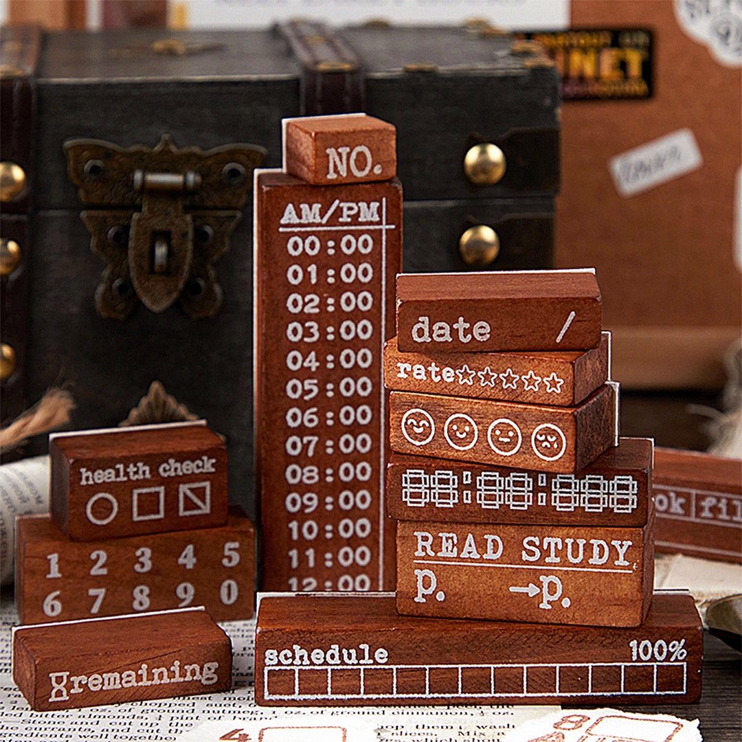 Journal Rubber Stamp Set, Planner Stamps, Diary Rubber Stamps, Vintage ...