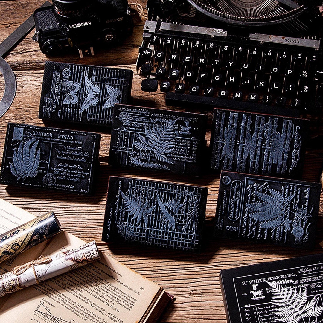 6 Styles Vintage Plant Themed Stamp, Butterfly Stamps, Dragonfly Stamps ...