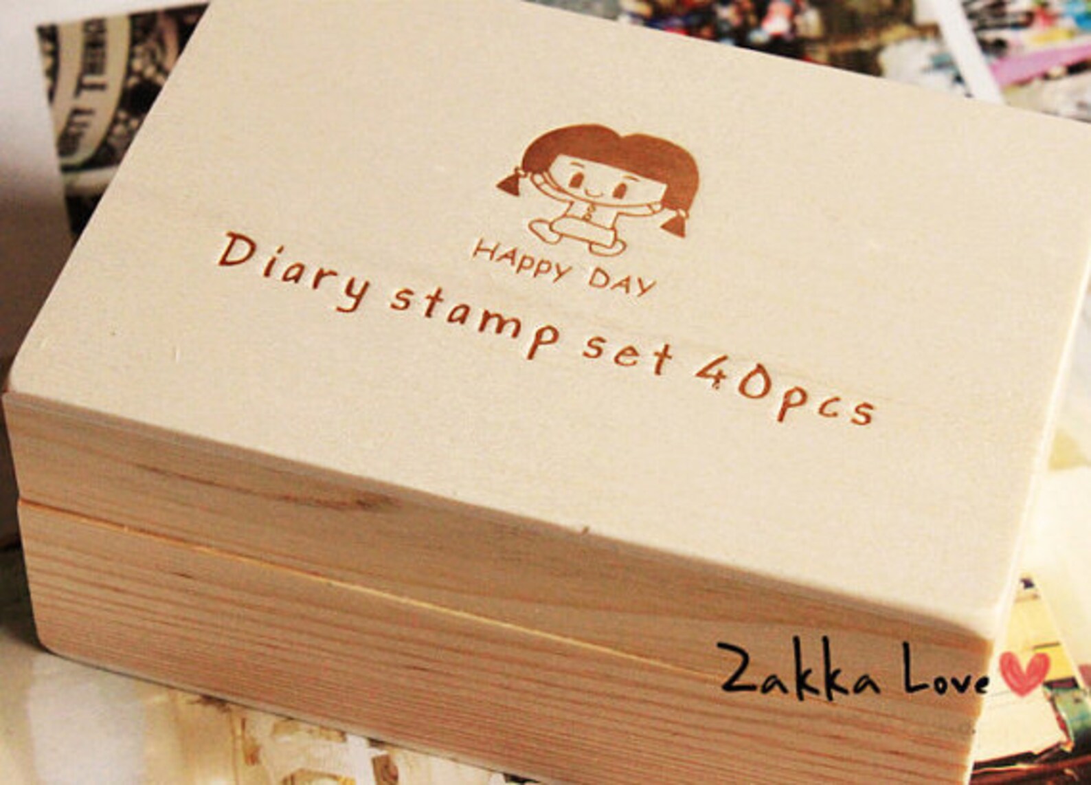 Happy Day Diary Stamp Set Wooden Rubber Stamp Set Korean Stamps 40 Pcs ...