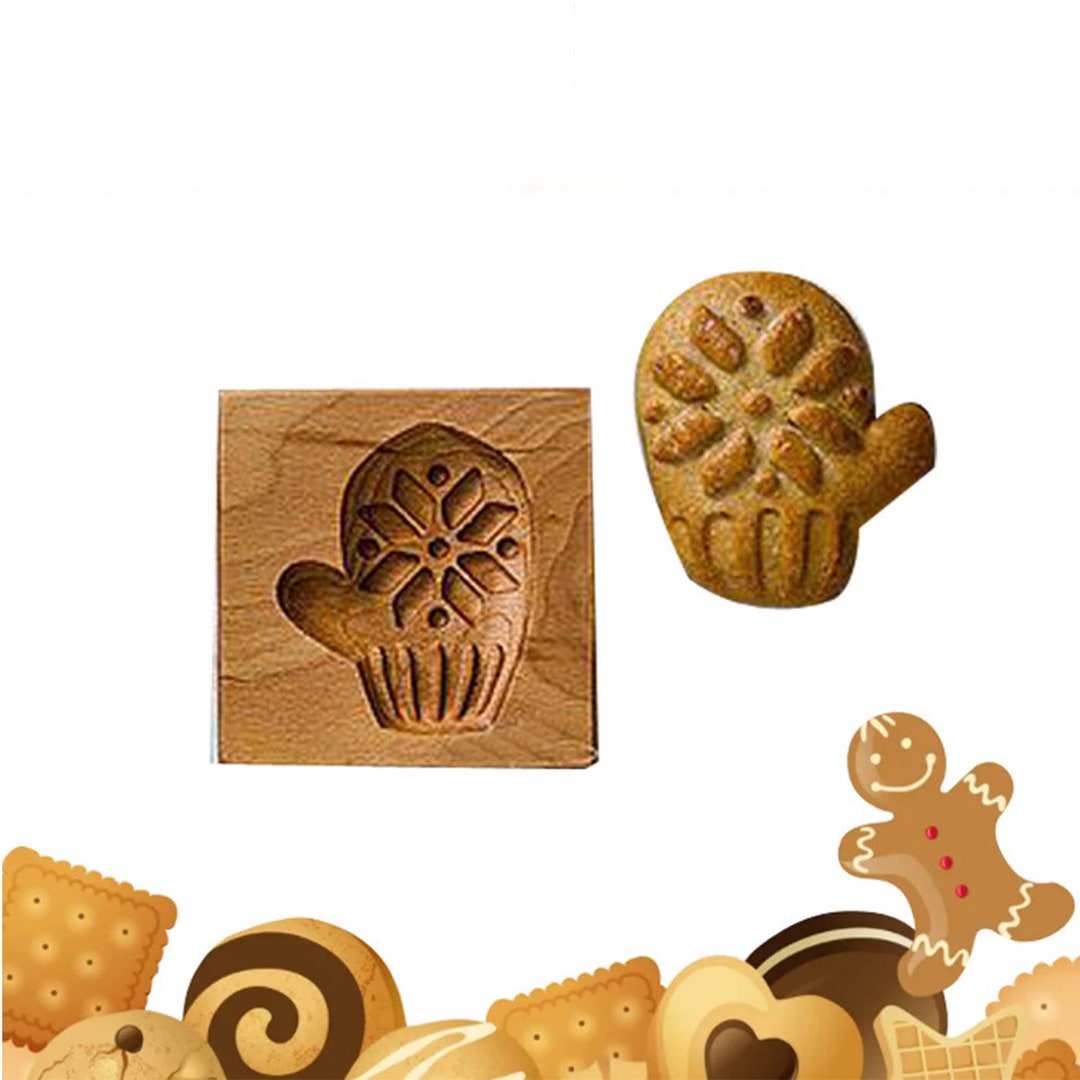 Wooden Cookie Stamp, Biscuit Cutter, Holiday Baking Stamp, Gingerbread ...