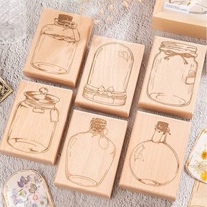 Bottle Stamp, Wooden Rubber Stamp, Dream in Bottle, Thoughts in Bottle ...