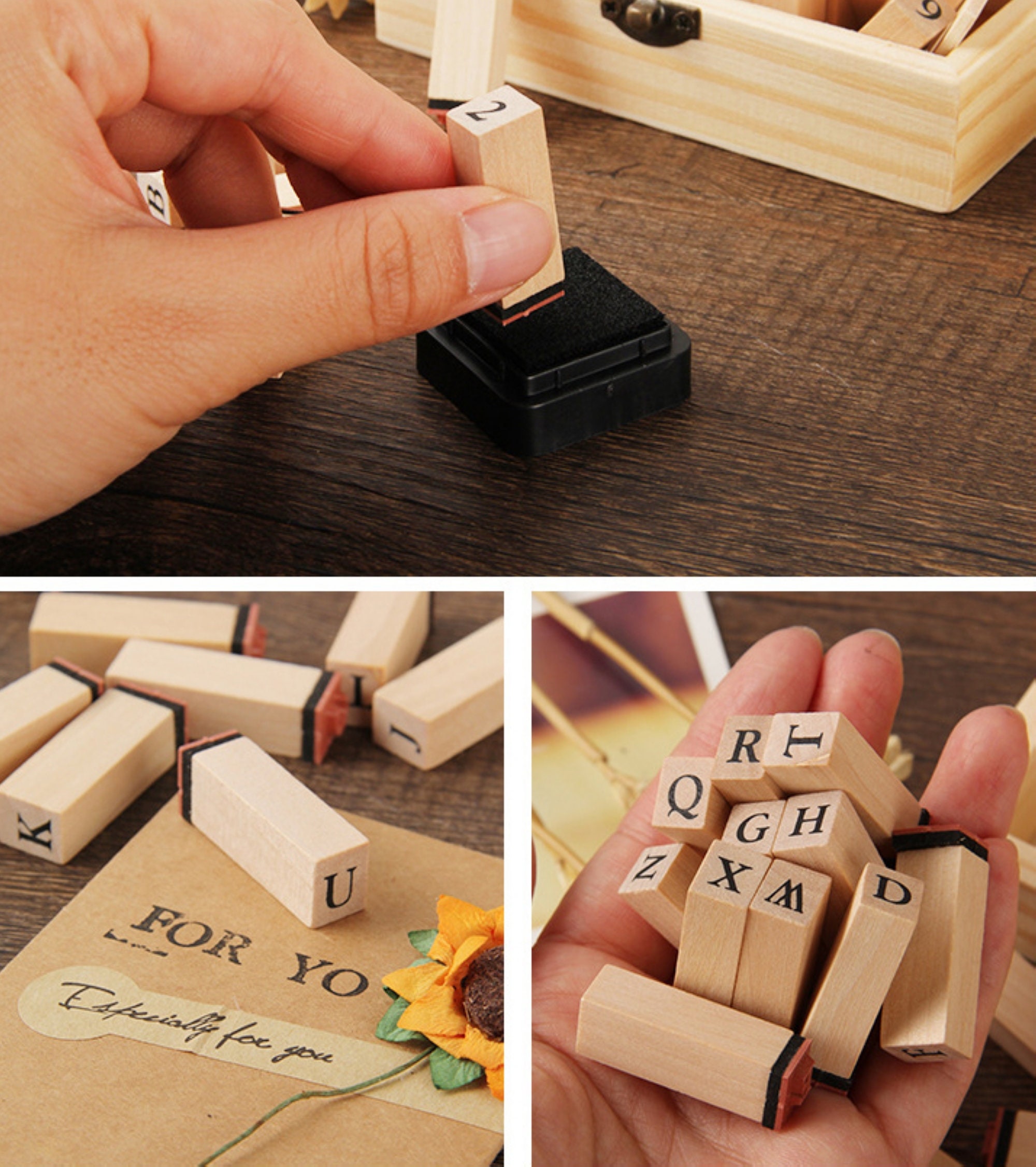 Alphabet & Number Wood Rubber Stamp Set capital letter stamp | Etsy