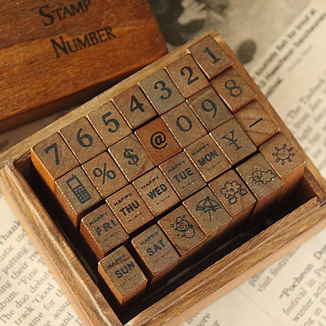 Vintage Number & Weather Rubber Stamp Set - 28 Pcs - Etsy