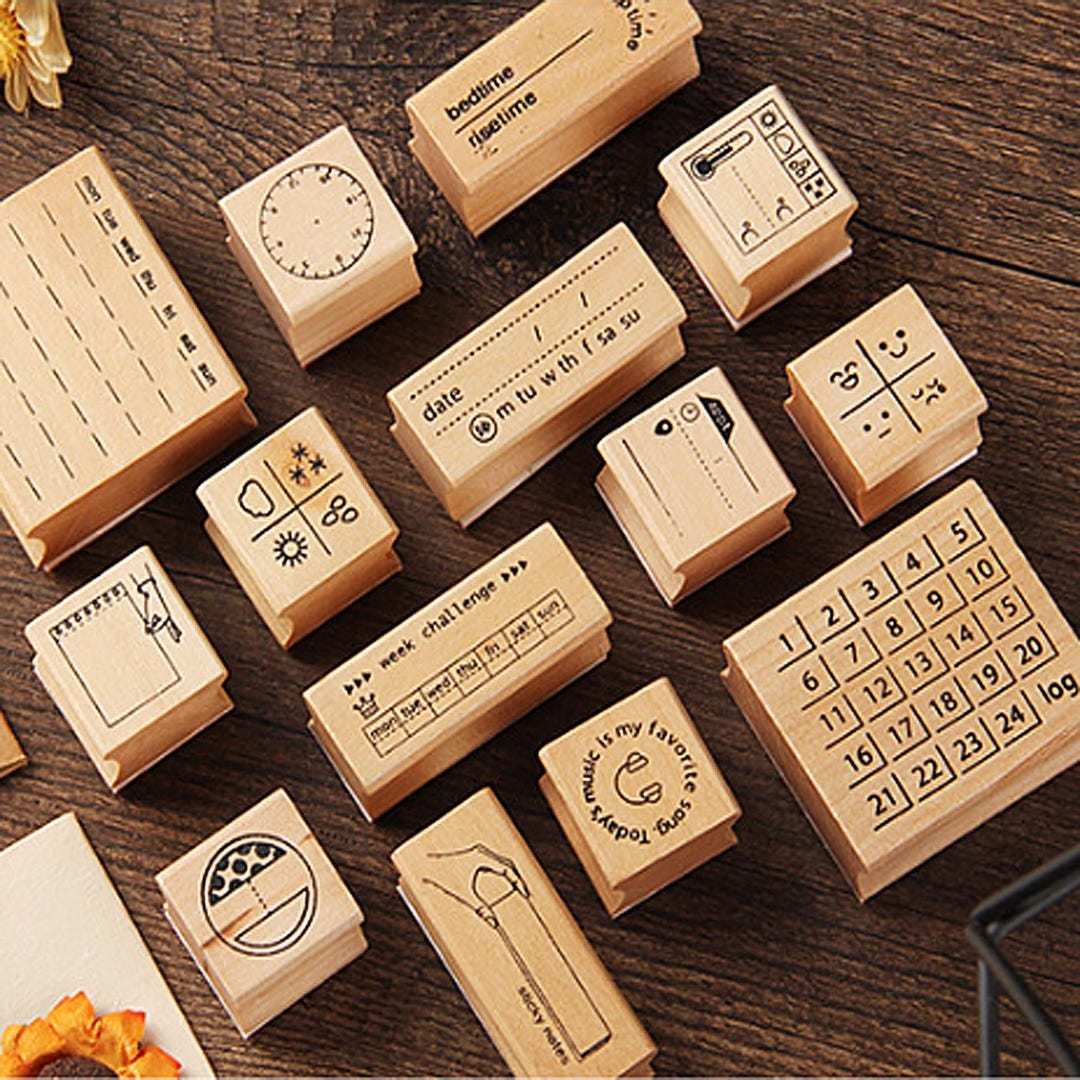 Journal Stamps Set: Planner Diary Scrapbook Rubber Stamps - Etsy