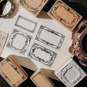 Vintage Frame Border Stamp Set(4 Style), Frame Themed Rubber Stamps ...