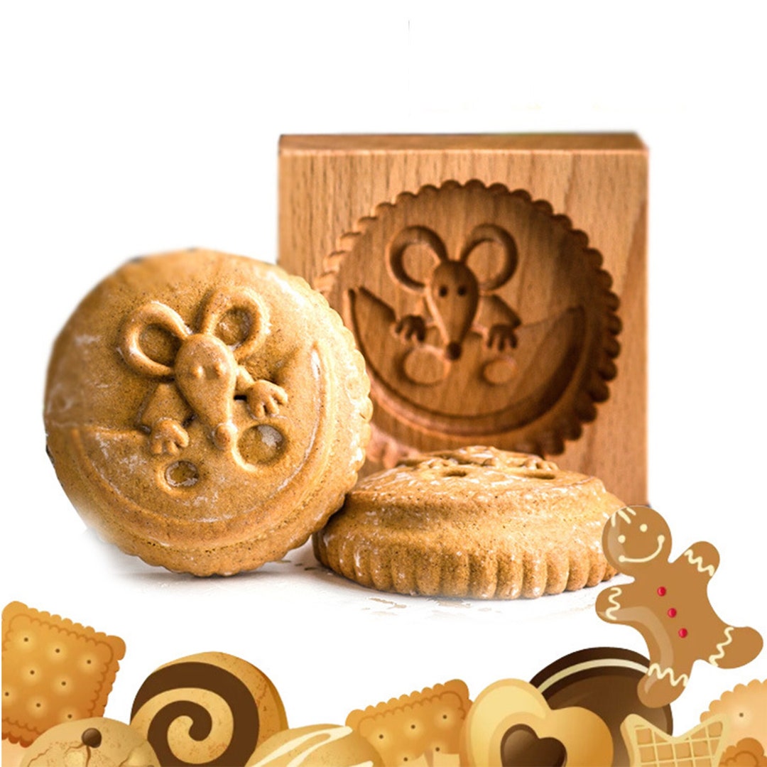 Cookie Cutter, Wooden Cookie Stamp, Short Bread, Gingerbread Mold, Rat ...