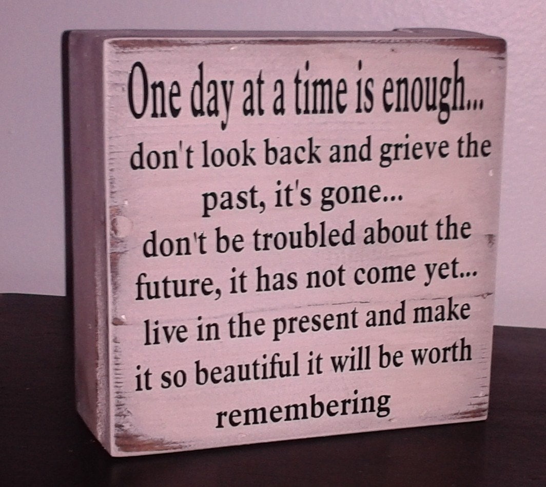 One Day at a Time is Enough Box Sign - Etsy