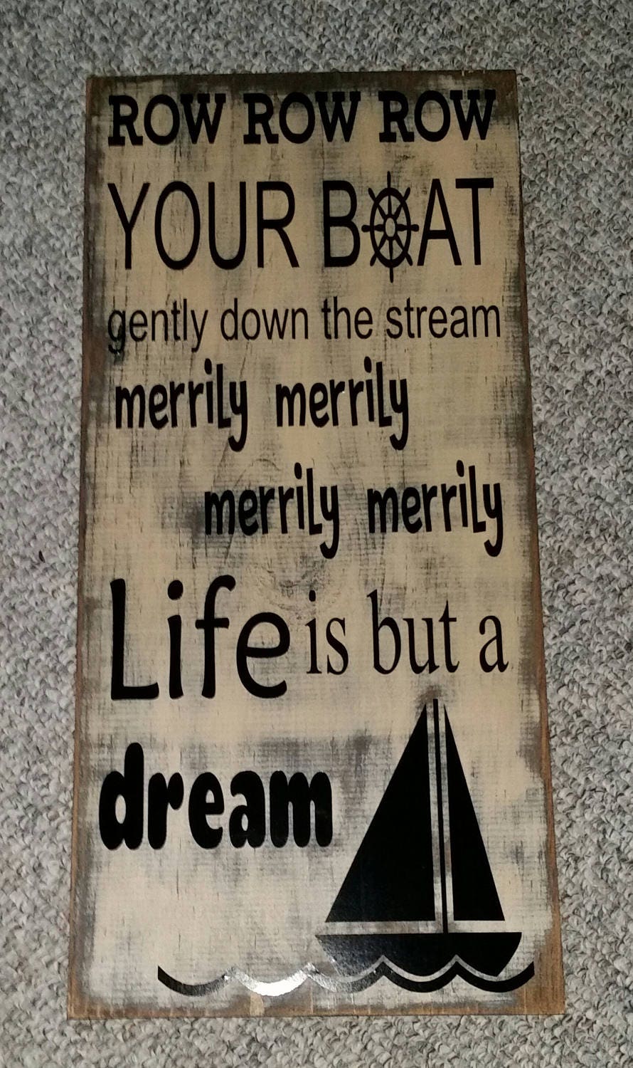 Row Row Row Your Boat -primitive Wood Sign - Etsy