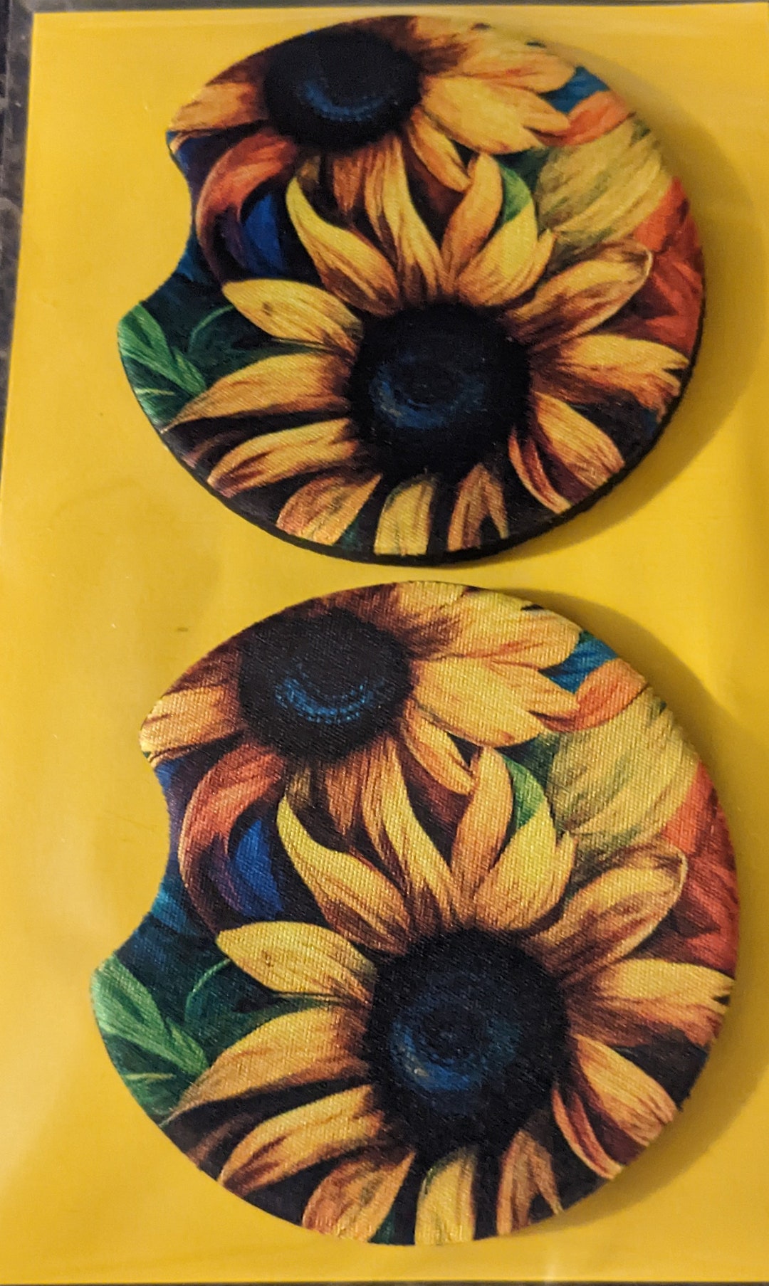 Colorful Sunflowers Car Coasters- Set of 2 - Etsy