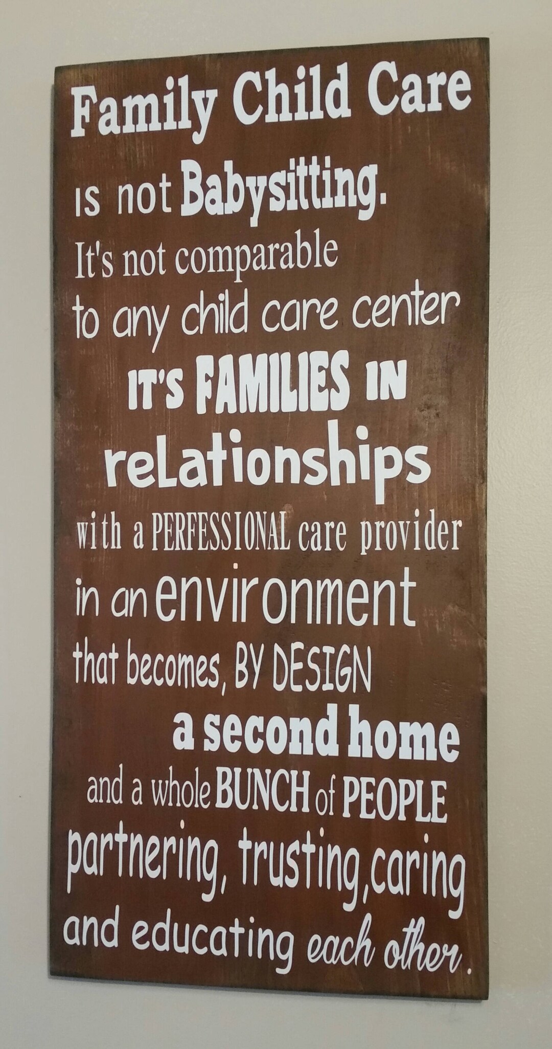 Family Child Care- Primitive Wood Sign - Etsy