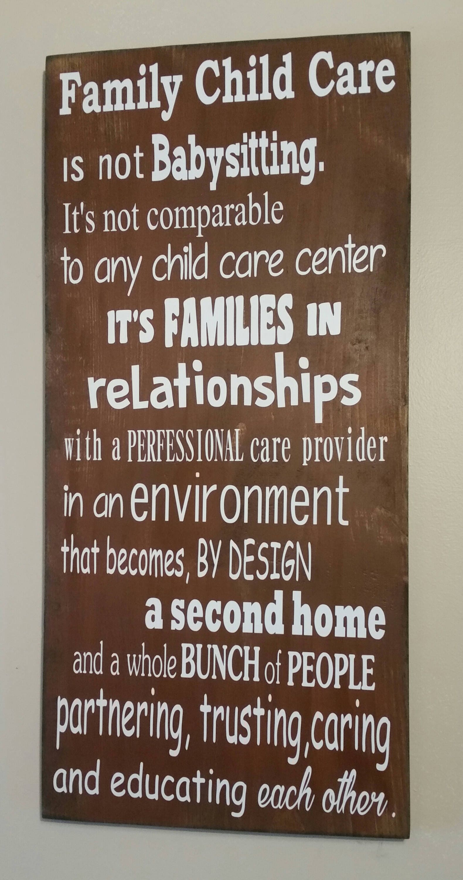 Family Child Care- Primitive Wood Sign - Etsy
