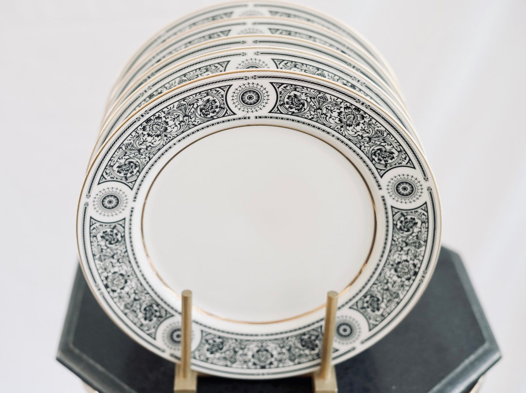 Black and White Plates Porcelain Plates With Gold Design Collection - Etsy