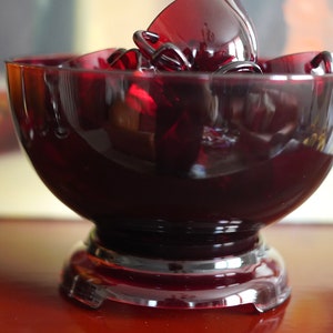 Vintage Footed Punch Bowl With Glasses Red Punch Bowl Set - Etsy