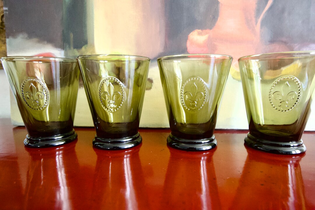 La Rochere France Fleur De Lis Glasses Olive Green Tumbler Glasses - Etsy