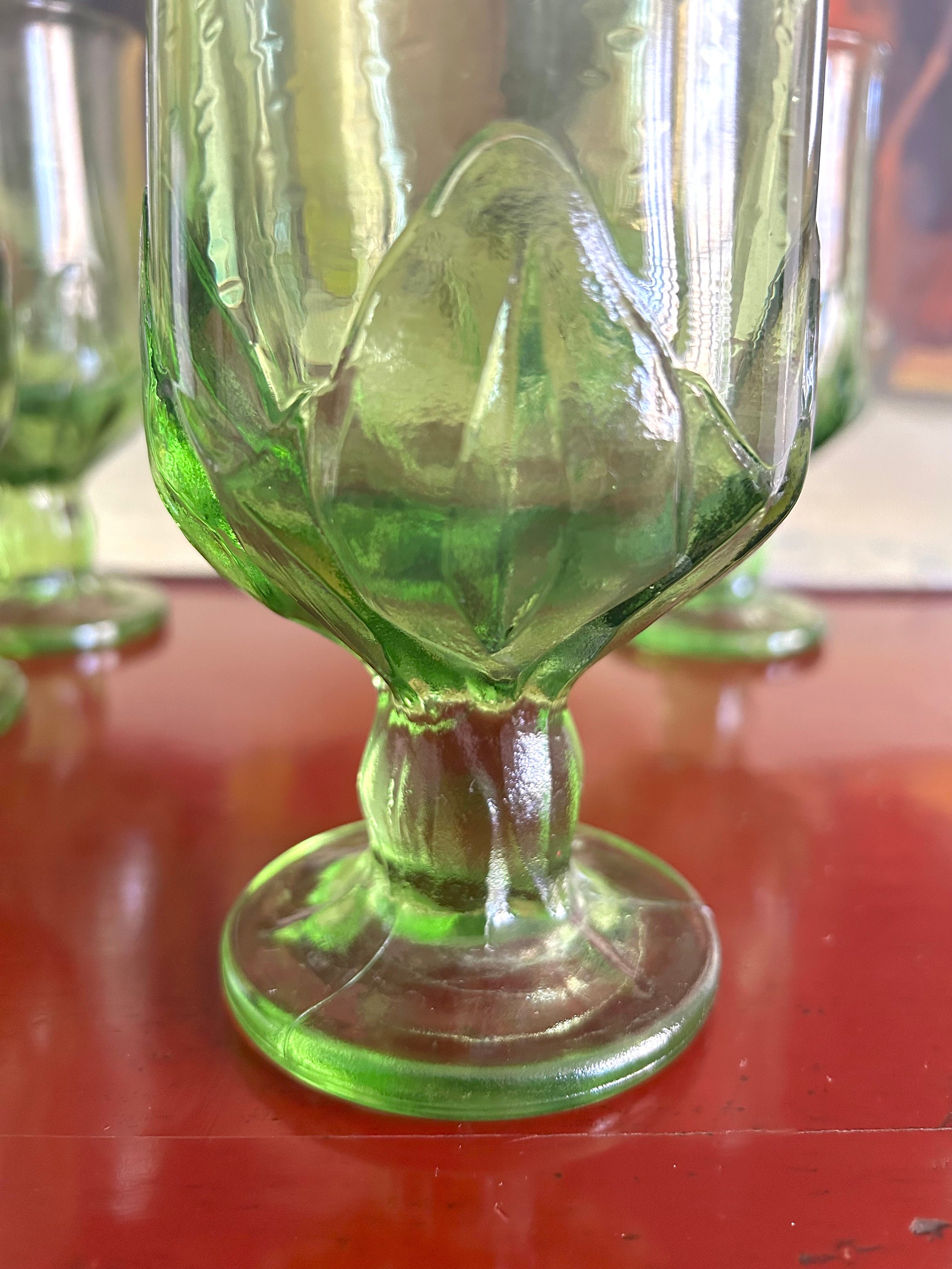 Vintage Green Iced Tea Glasses Tiffin Franciscan Water Goblets - Etsy