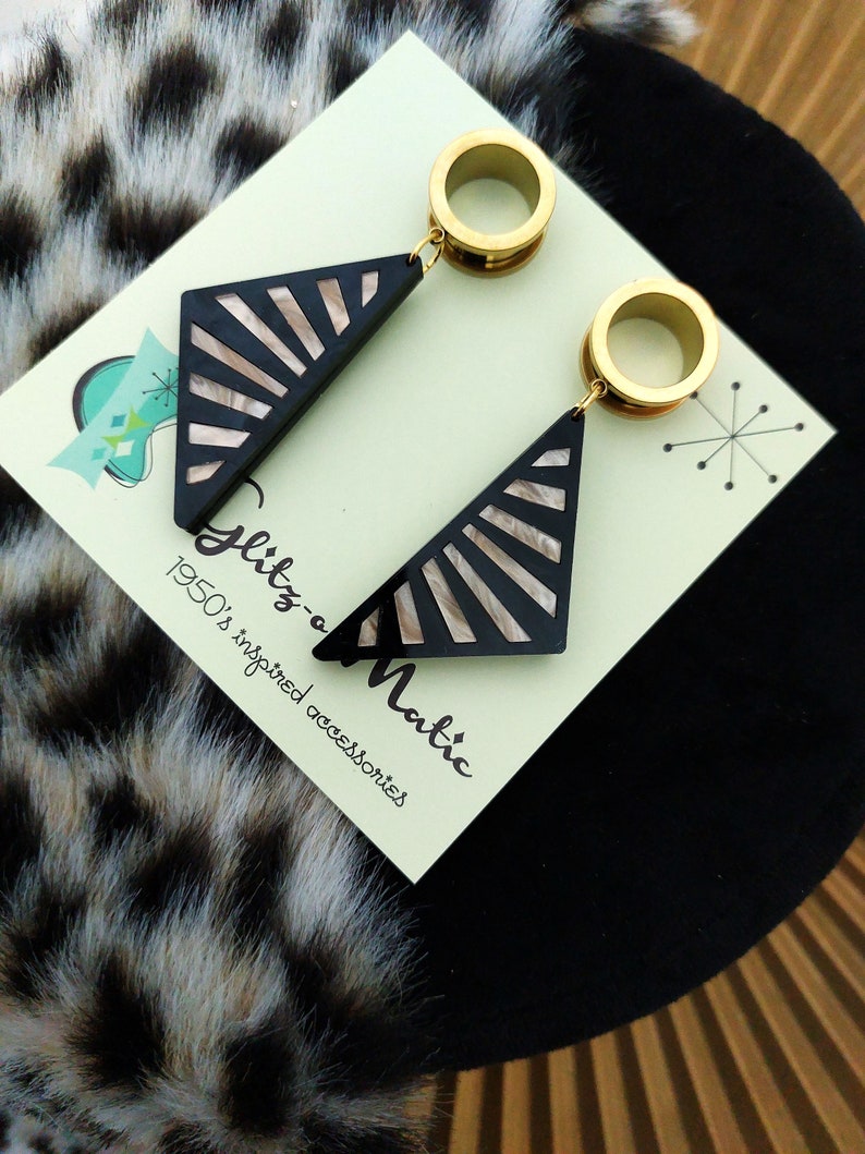 Art Deco Style Plugs With Triangle Shaped Art Deco Inspired - Etsy