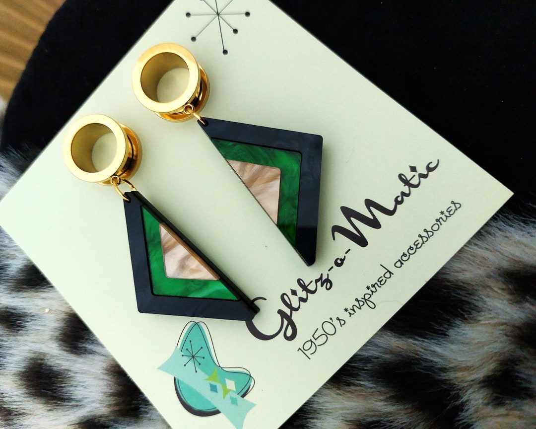 Art Deco Style Plugs With Triangle Shaped Art Deco Inspired - Etsy