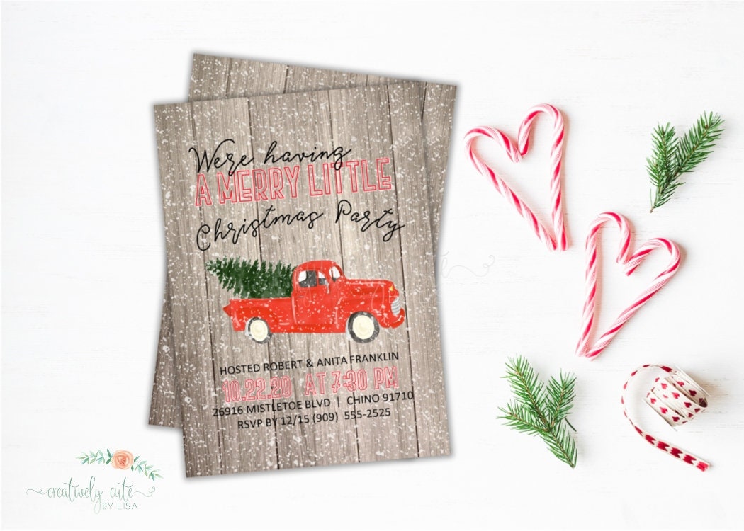 Christmas Truck Invitation, Christmas Party Invitation, Holiday Party ...