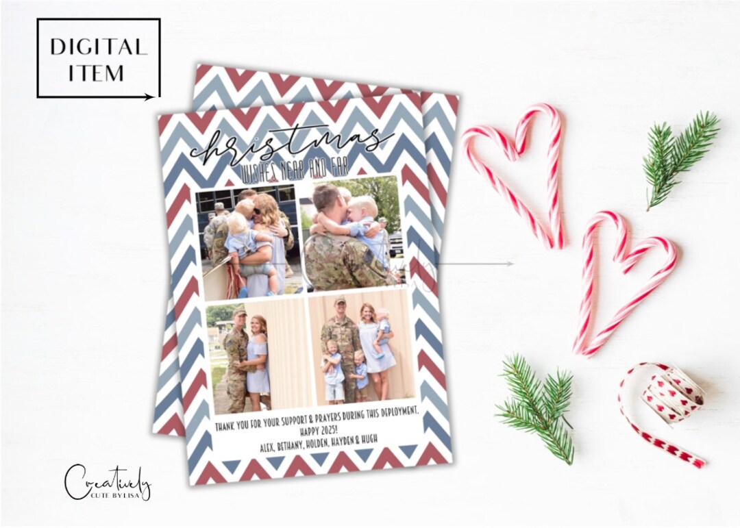 Military Christmas Card Christmas Wishes Near and Far - Etsy