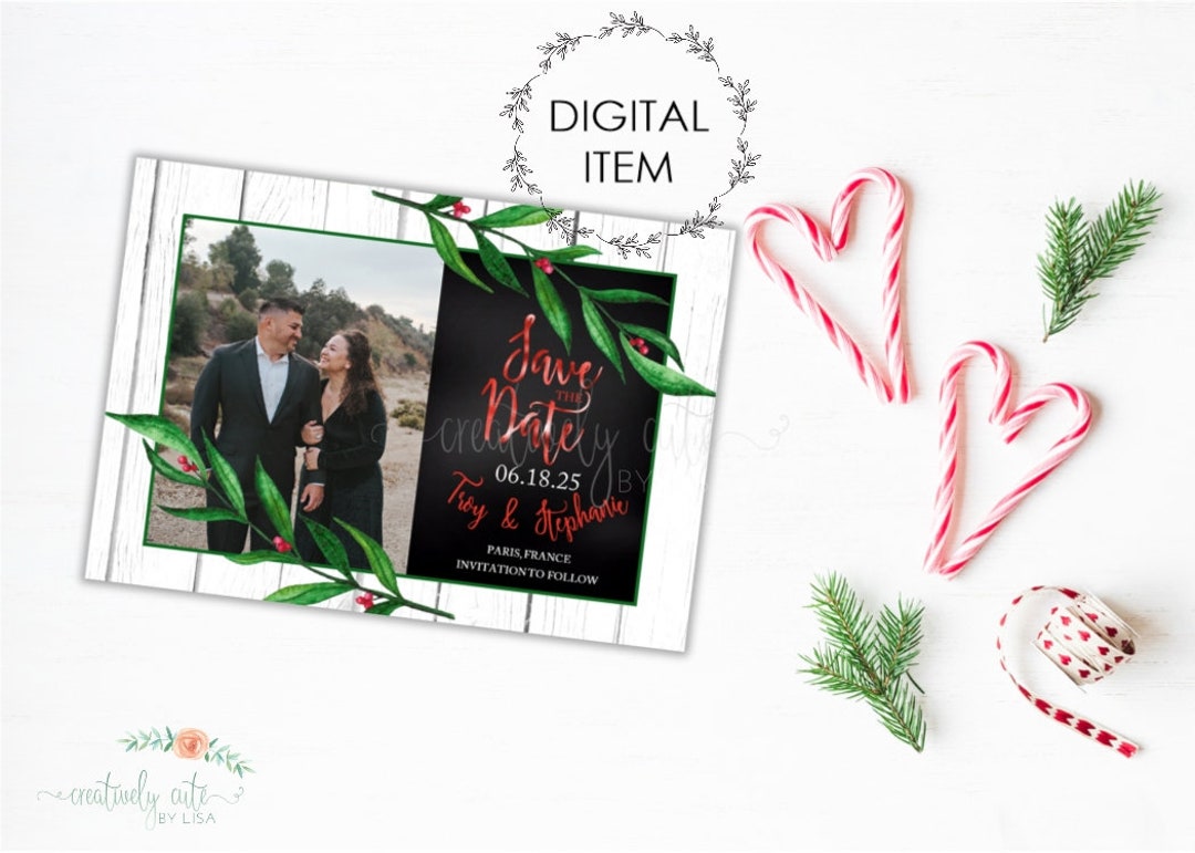 Christmas Save the Date, Christmas Photo Card, Winter Wedding Save the ...