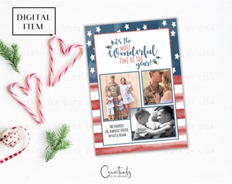 Military Christmas Card, Most Wonderful Time of the Year, Family Photo ...