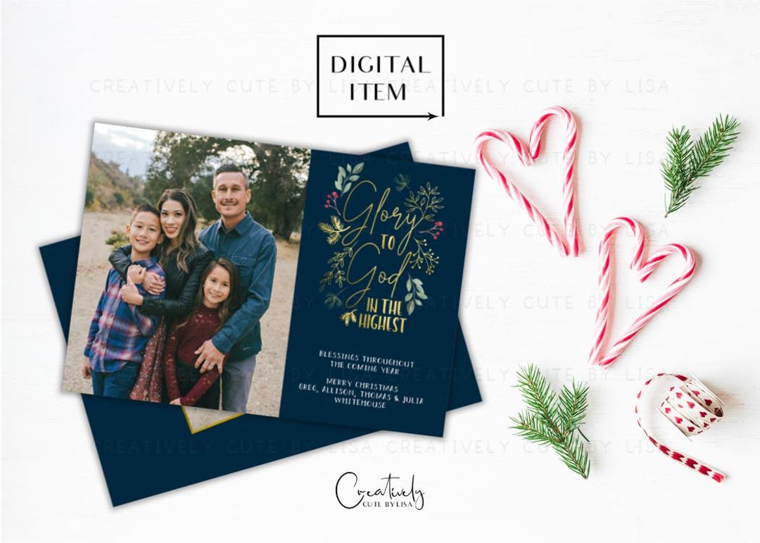 Glory to God Religious Christmas Card, Bible Verse Christian Christmas ...